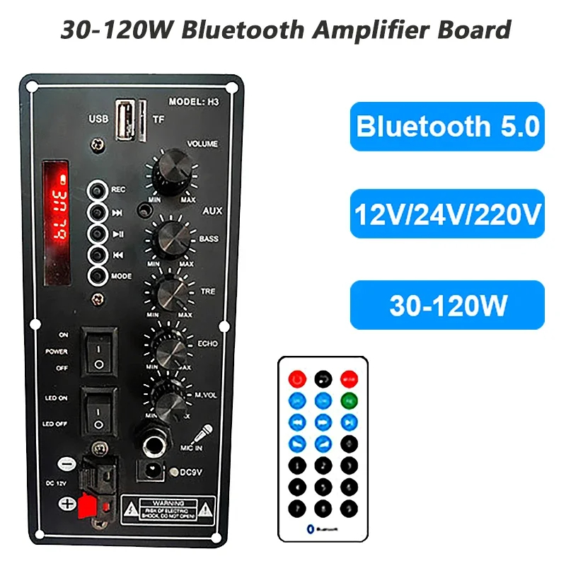 Jual 30-120W Bluetooth Amplifier Board 12V/24V/220V Digital ...