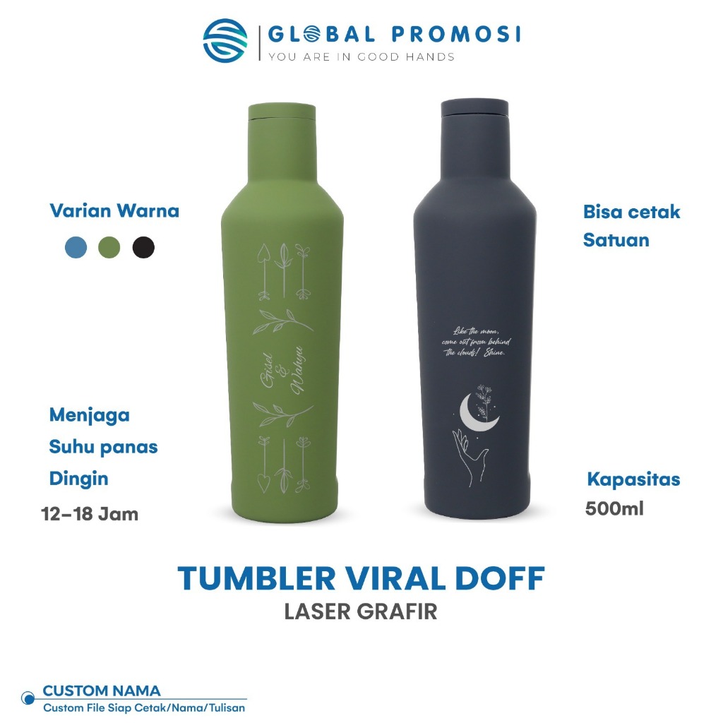 Jual Custom Tumbler Viral Rubber Doff Stainless steel Laser Grafir ...