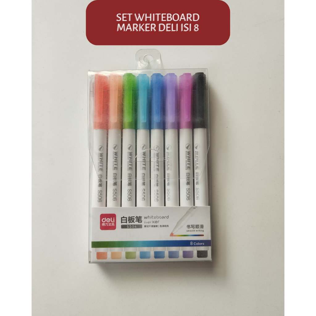 Jual Spidol Papan Tulis - Color Whiteboard Marker Deli S506 | 8 warna ...