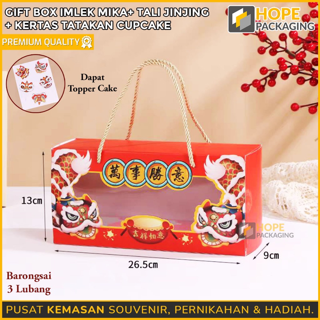 Jual Gift Box Imlek Tatakan Cupcake Tali / Kotak mika imlek Snack Imlek ...