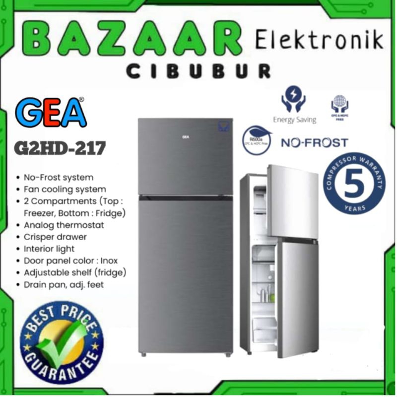 Jual KULKAS GEA 2 PINTU G2HD 217 / G2HD217 TOP MOUNT FRIDGE FREEZER ...