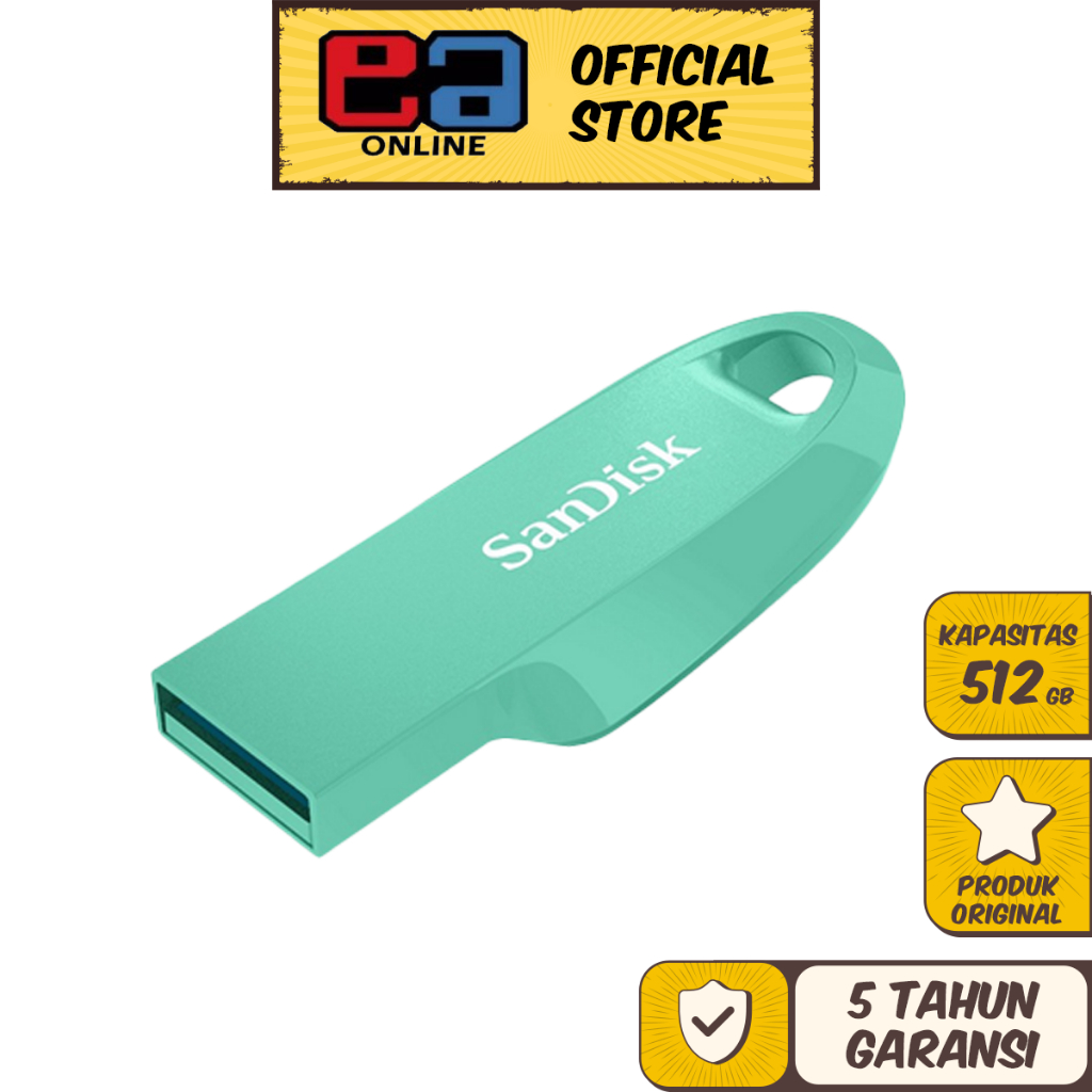 Jual SanDisk CZ550 Ultra Curve 512GB USB 3.2 Mint Green / Hijau (Up to ...