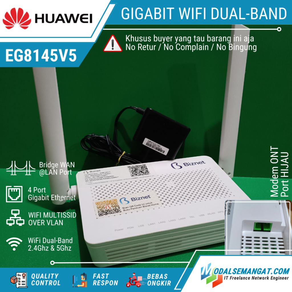 Jual Router WiFi Huawei EG8145V5 ONT GPON Gigabit Dual-Band 2.4/5Ghz 5V5 | Shopee Indonesia