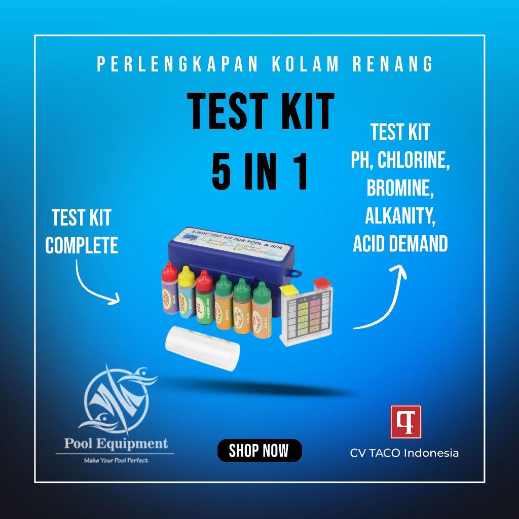 Jual Test Kit 5 in 1 : PH, Chlorine, Alkalinit, Acid demand & bromine ...