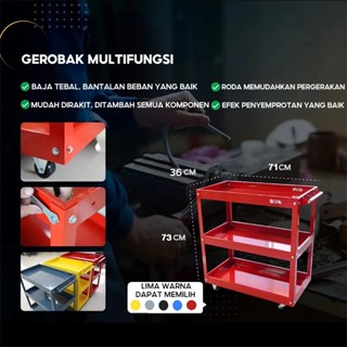 Jual REAIM Trollies Bengkel Troli Bengkel Rak 3 Susun Trolly Tool Cart ...