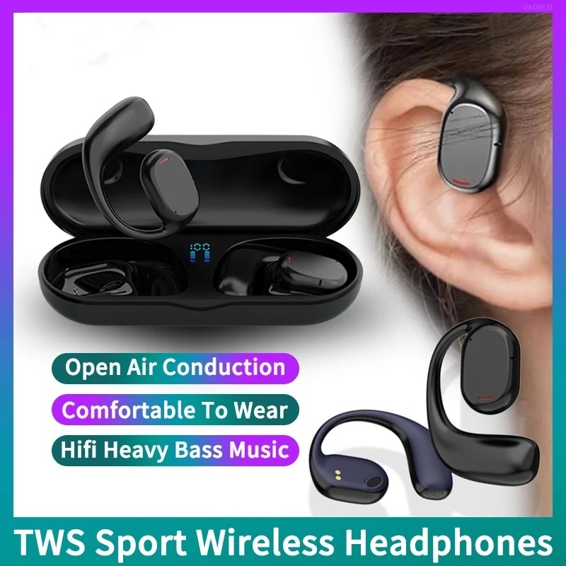 Jual Sports Wireless Headphones Open Air Conduction Hifi Heavy Bass ...