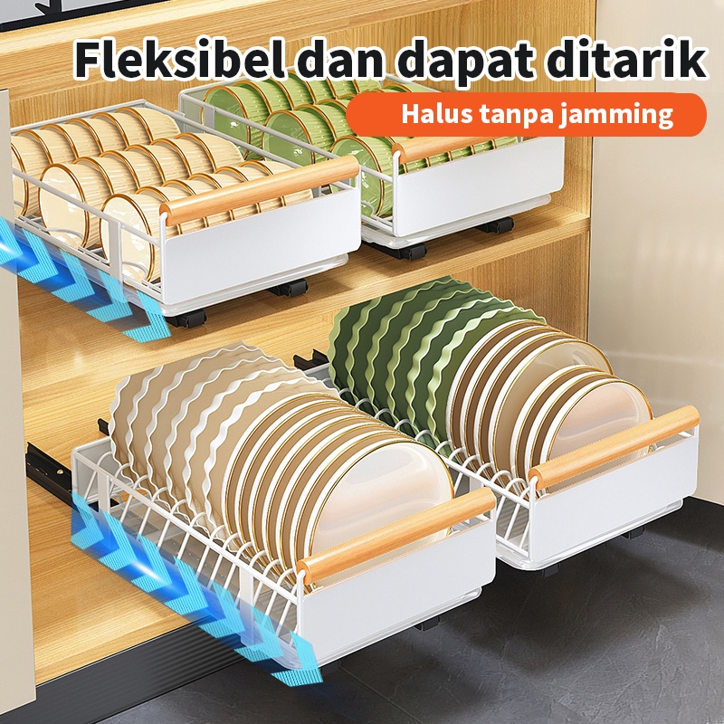 Jual Rak Piring Tarik Tarik Keranjang Bumbu Geser Laci Penyimpanan ...