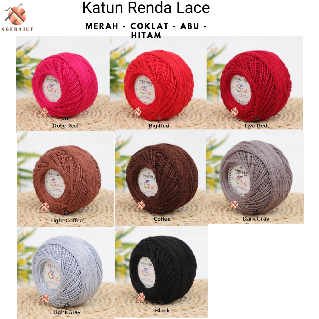 Jual Benang Rajut Katun Renda Lace Ngerajut - Merah - Coklat - Abu ...
