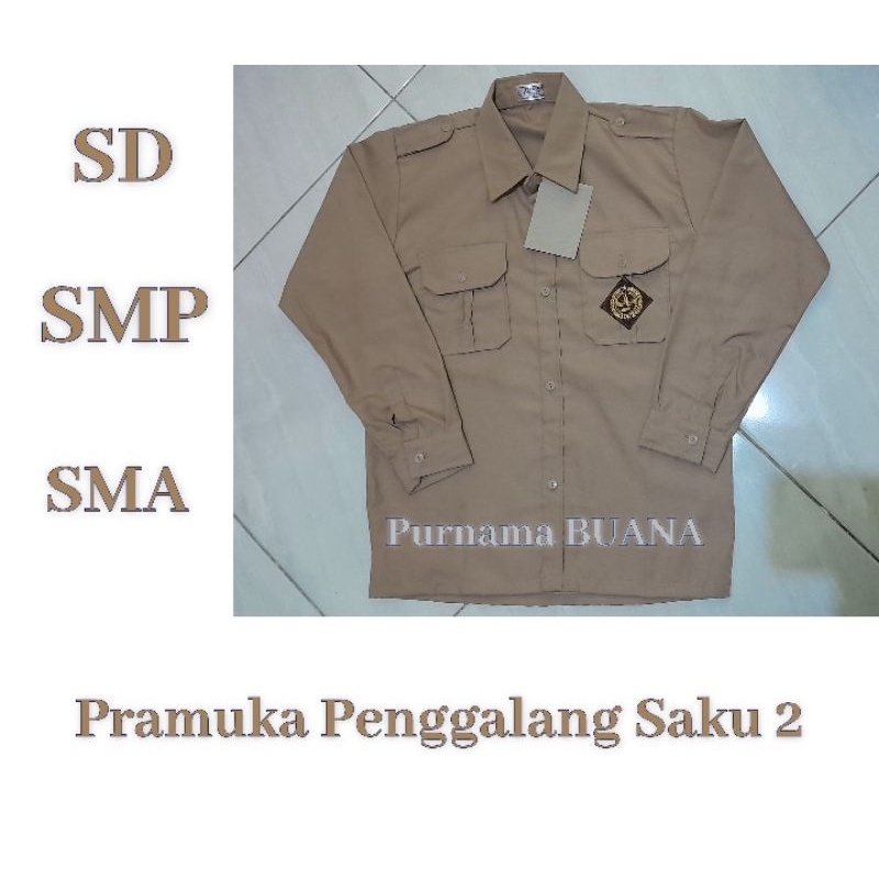 Jual Baju Seragam Pramuka Penggalang SD, SMP, SMA Saku 2 atas ~ Lengan Panjang Putra & Putri ...