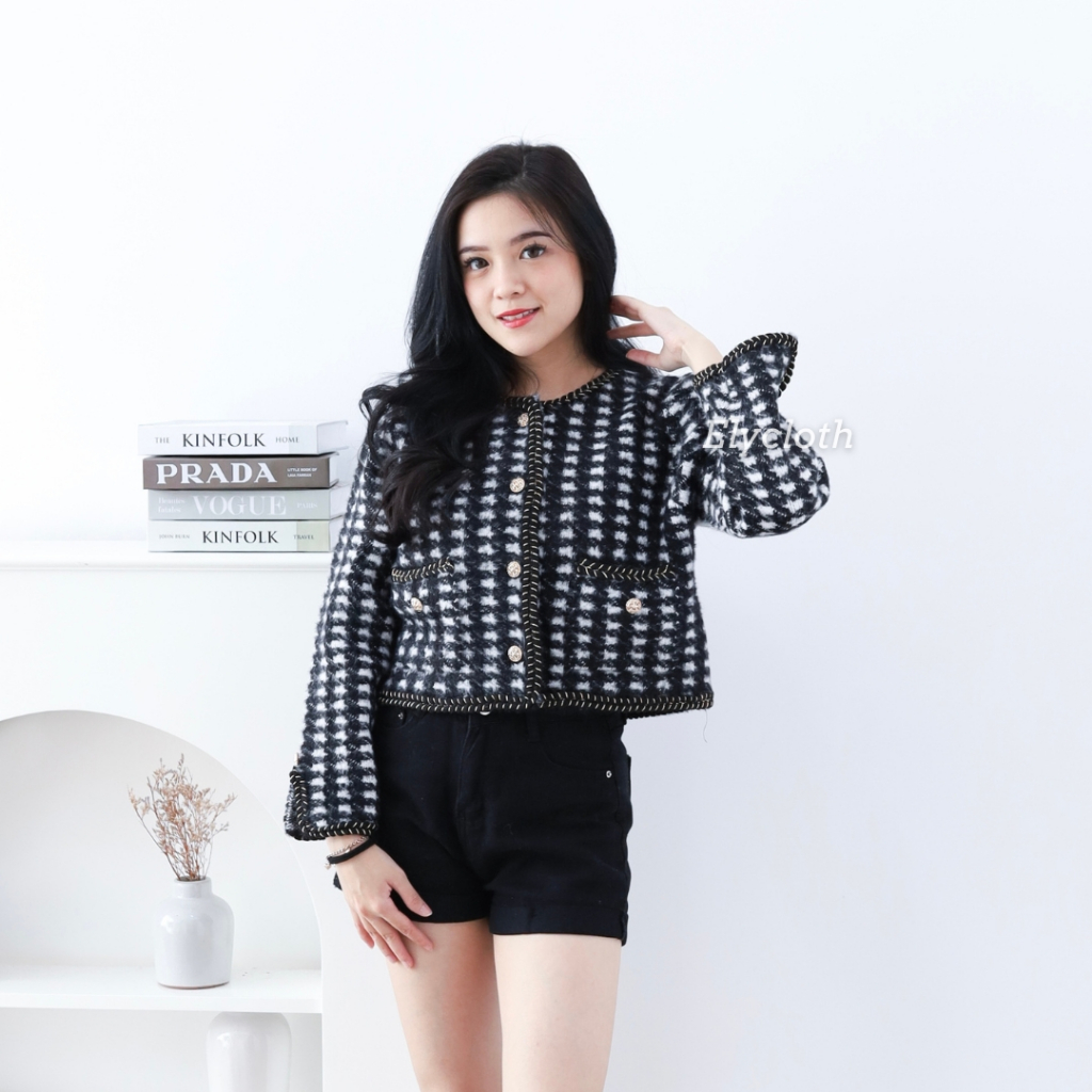 Jual ELYCLOTH | THEA CARDIGAN | CARDIGAN RAJUT WANITA PREMIUM FURY KNIT | Shopee Indonesia