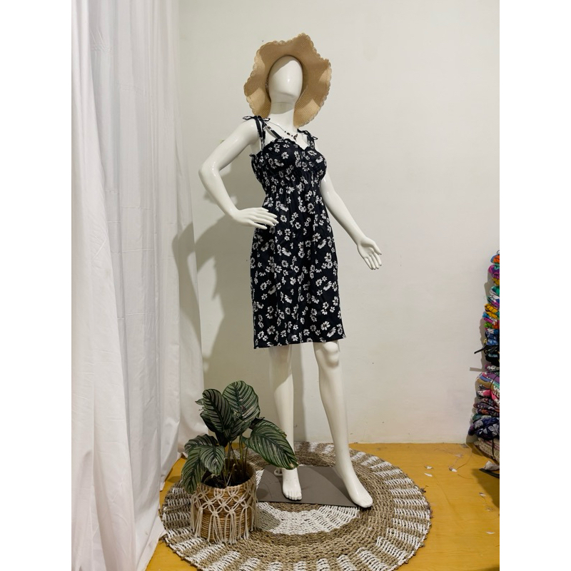 Jual daster/dress Jelita tali lepas daster midi kerut dada muat BB 55kg ...