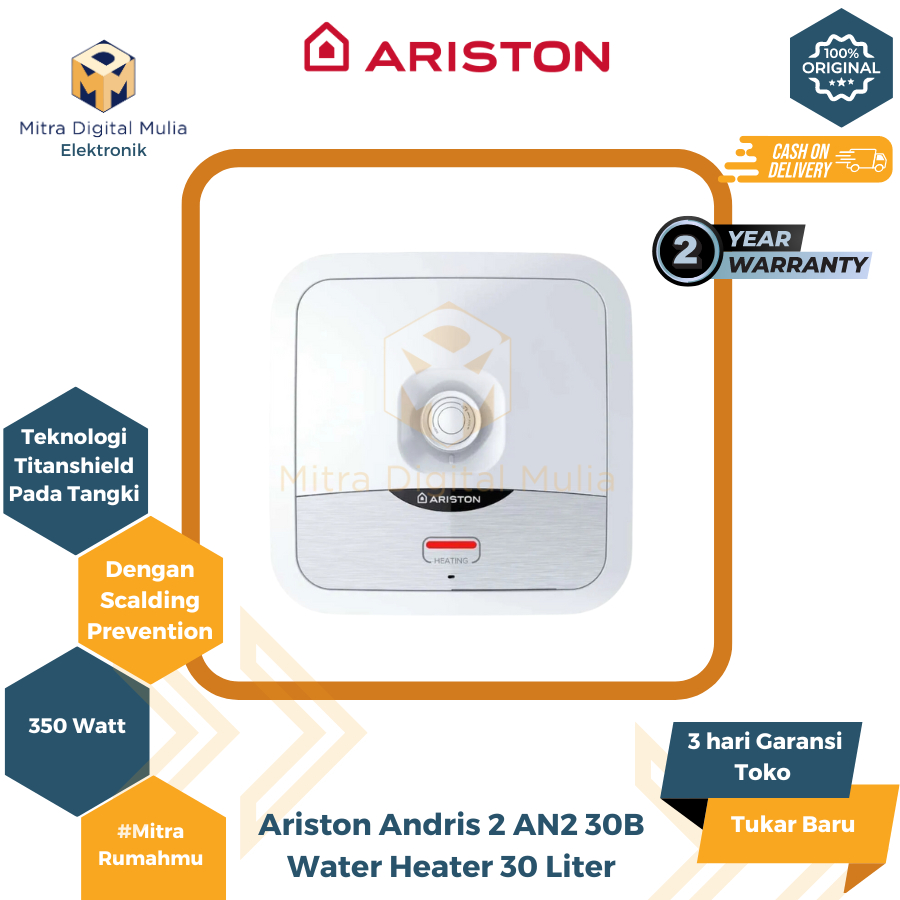 Jual Ariston AN2 30B Andris 2 Water Heater Electric 30 Liter | Shopee ...