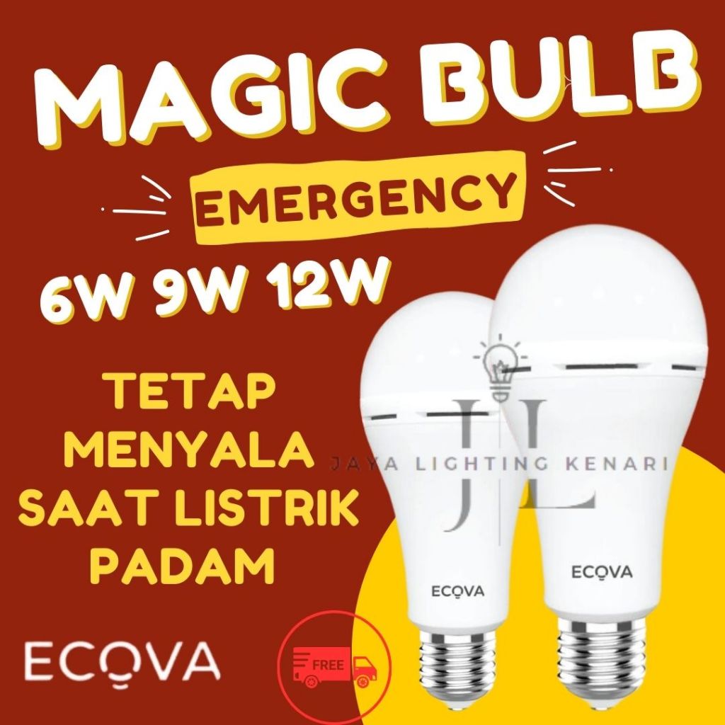 Jual ECOVA LAMPU EMERGENCY MAGIC LED BULB 6W 9W 12W WATT LAMPU DARURAT | Shopee Indonesia