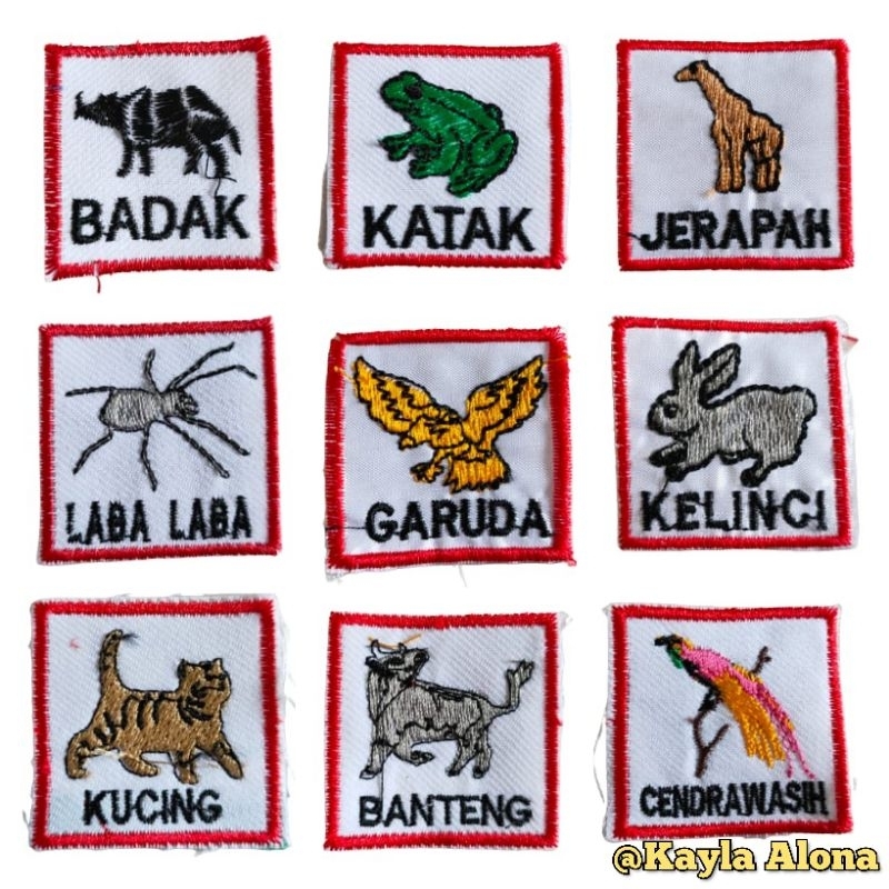 Jual BET / BADGE REGU PRAMUKA BORDIR Nama Nama HEWAN ( Harga 1 Pcs ...