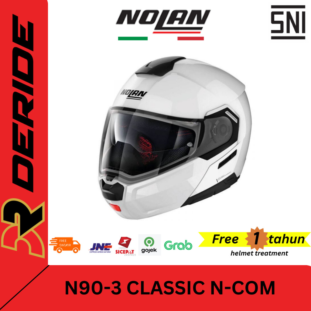 Jual HELM NOLAN N90-3 SPECIAL N-COM 015 PURE WHITE MODULAR FLIP UP SNI N90 3 N903 | Shopee Indonesia