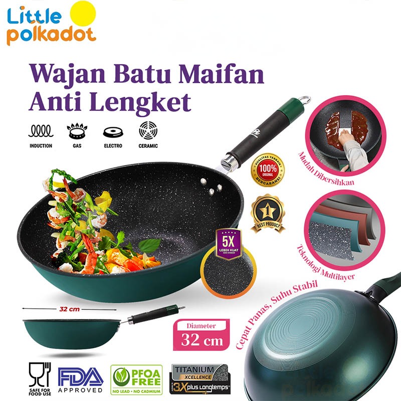 Jual Wajan Anti Lengket Keramik Granit 32CM Wajan Maifan Wajan Batu ...