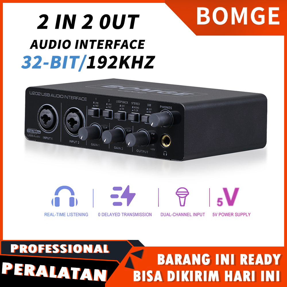 Jual BOMGE U202 USB Audio Interface with Mic Preamplifier XLR/TSR/TS Ports,48V,32-Bit/192kHz ...