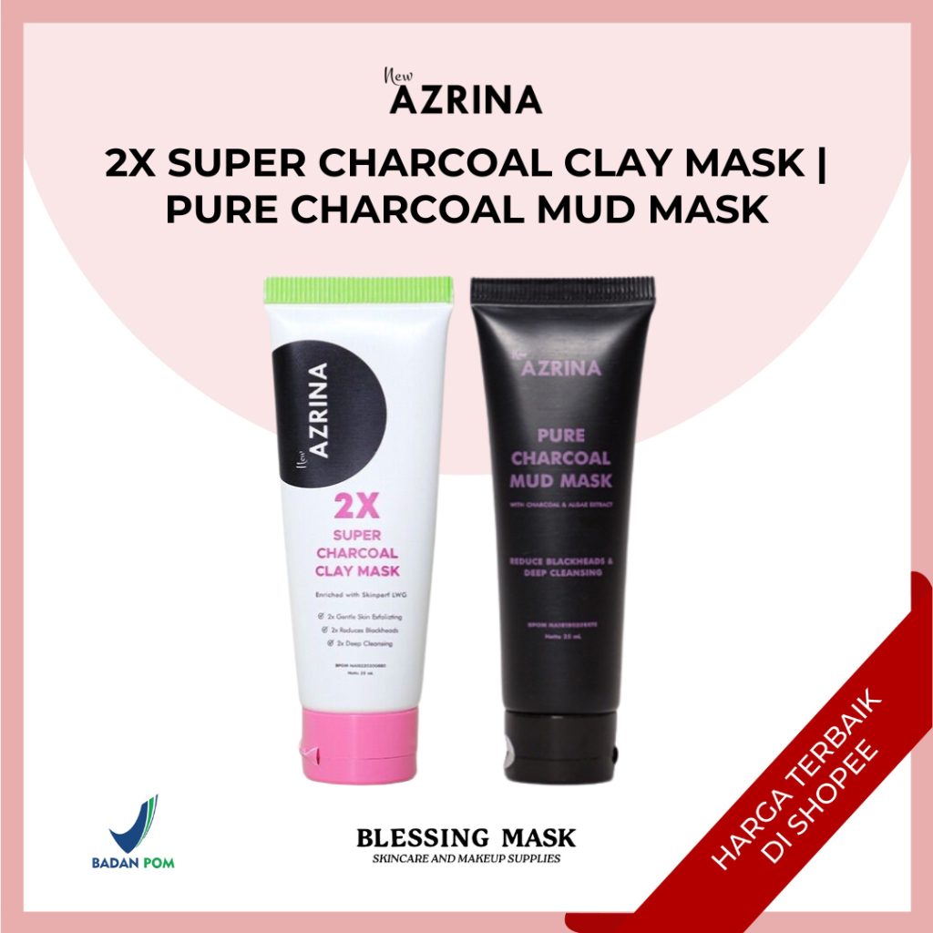 Jual Azrina 2x Super Charcoal Clay Mask | Pure Charcoal Mud Mask - 25mL | MASKER WAJAH | Shopee ...