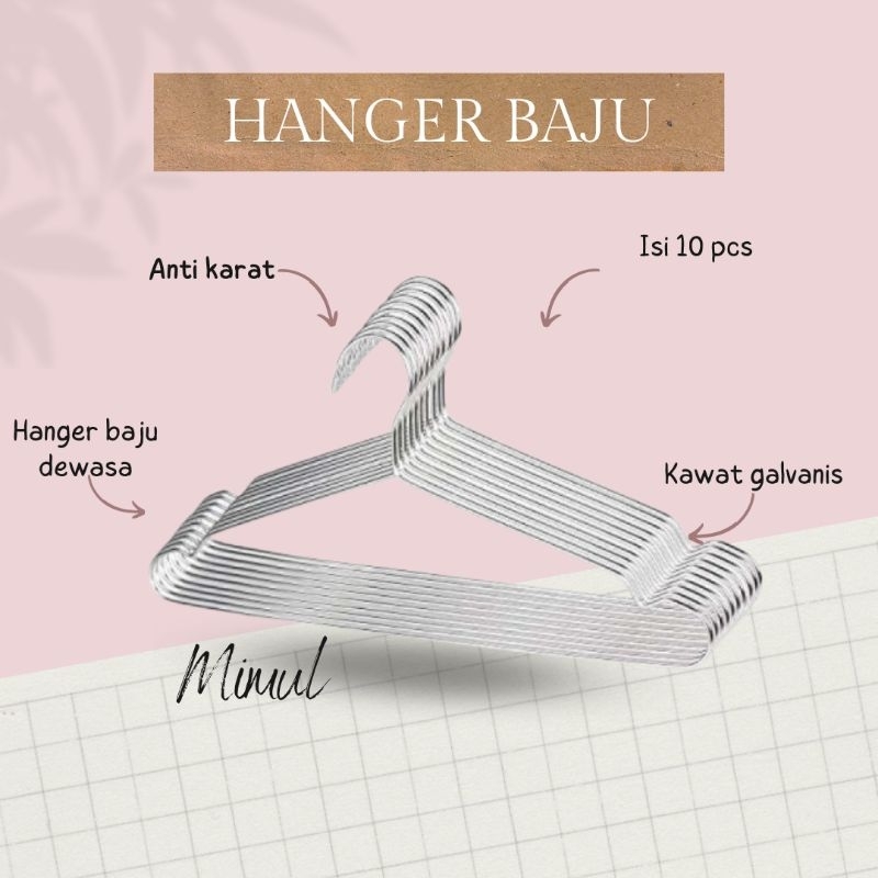 Jual 10 pcs hanger besi kastok baju aesthetic kastop gantungan baju ...