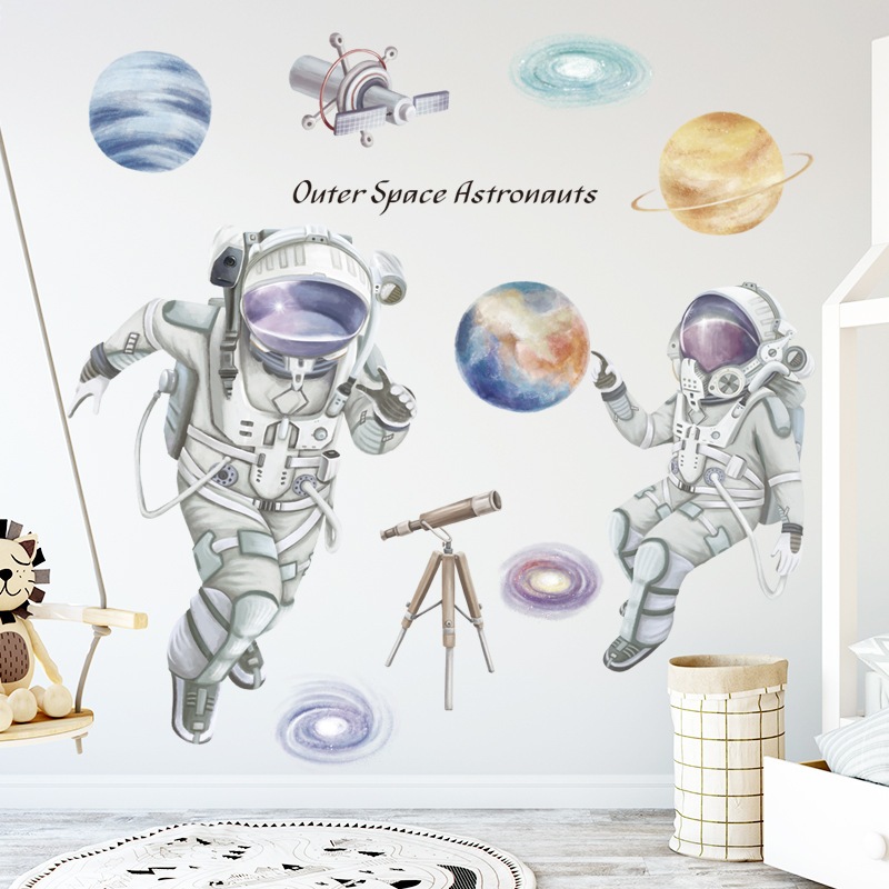 Jual Reliza Wall Sticker Walpaper Kamar Outer Space Astronot Planet ...