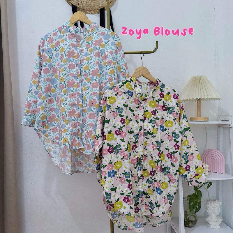 Jual Zoya Blouse Tunik Flora Kemeja Atasan Wanita Shakila SERA FLOWER ...
