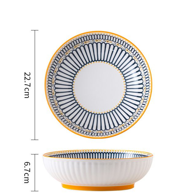 Jual ASHOME Piring Makan salad besar Keramik blue flower Series Elegan ...