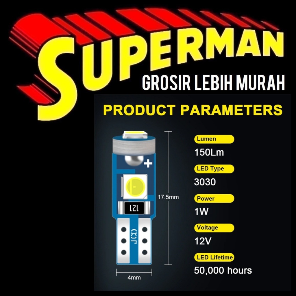 Jual LED T5 3 TITIK PIPIH lampu led t5 3 smd 3030 speedometer mobil ...