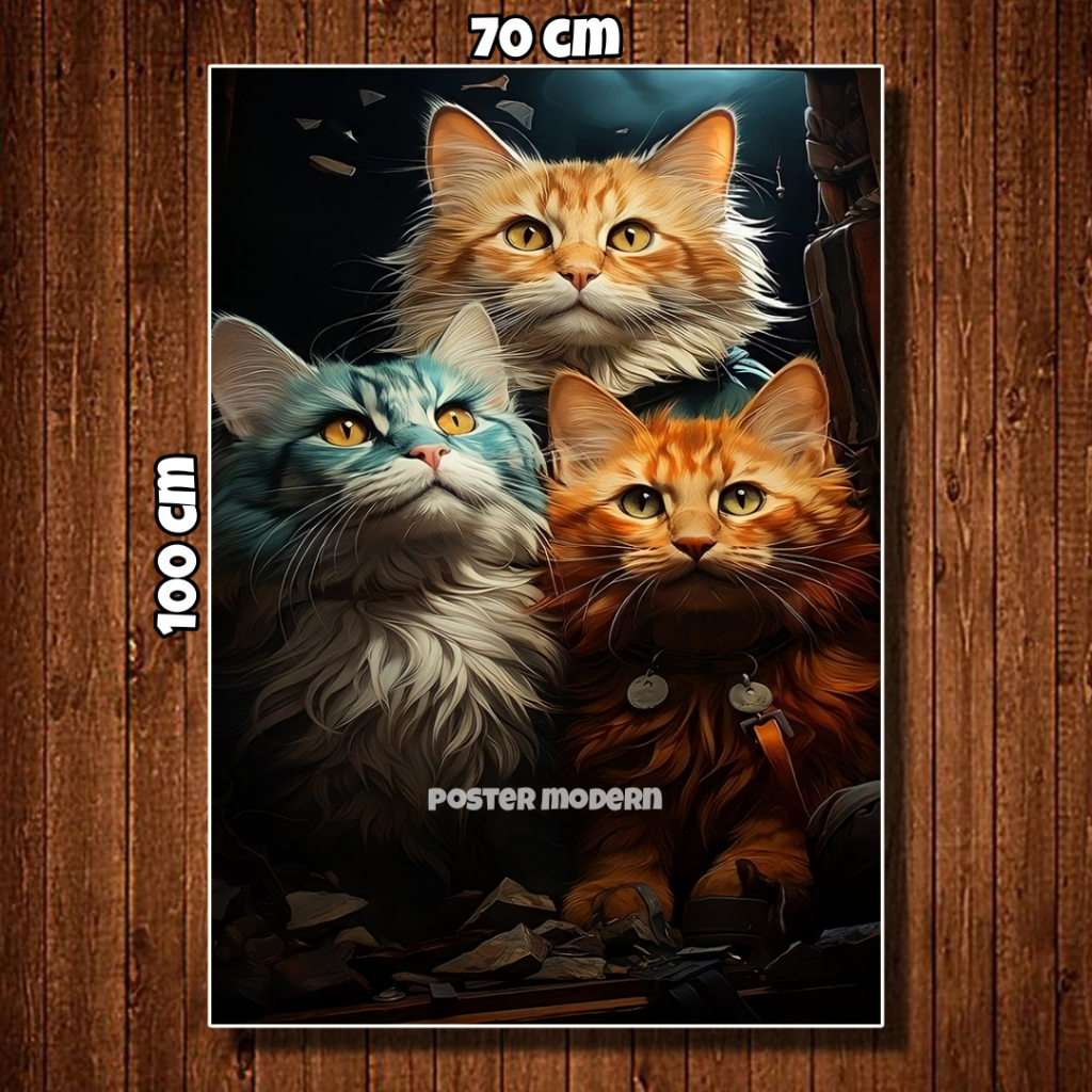 Jual HIASAN DINDING POSTER GAMBAR KUCING 3D ART UKURAN BESAR #08 ...