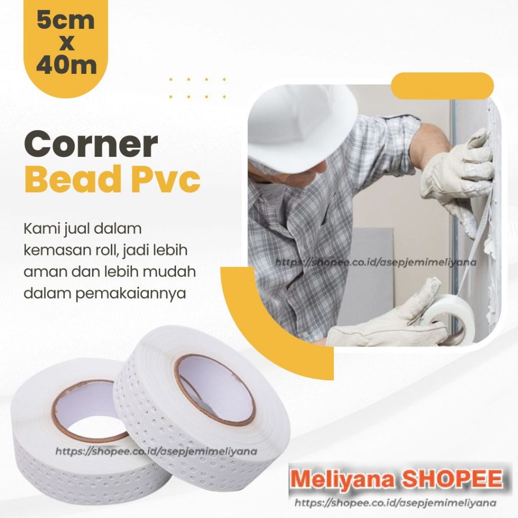 Jual Corner Bead PVC UPVC 1 Roll 40Meter Lengkap Dengan Perekat ...