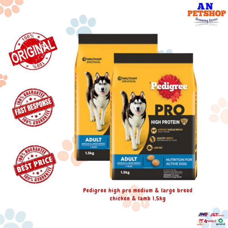 Jual Pedigree High Protein medium and large breed 1.3kg - Chicken & lamb flavour | Shopee Indonesia