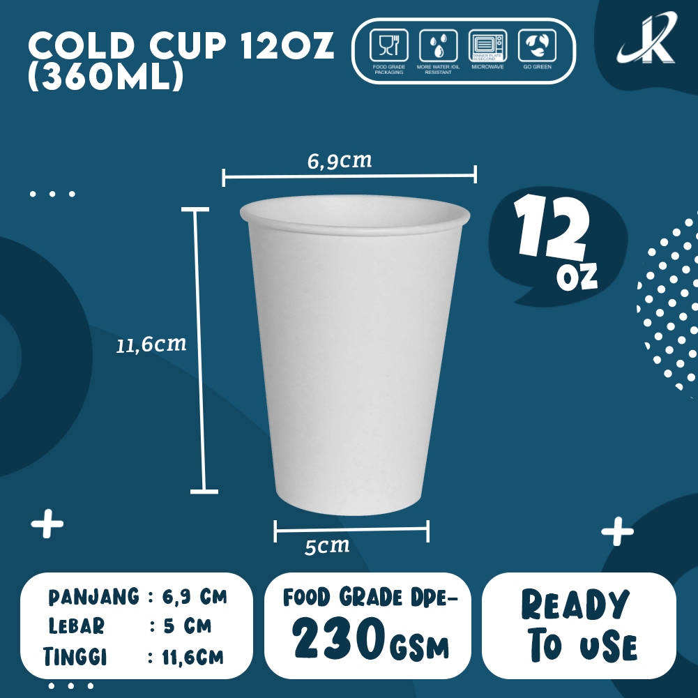 Jual Cold Cup Paper / Gelas Kertas Dingin 12oz/16oz/22oz dengan Tutup ...