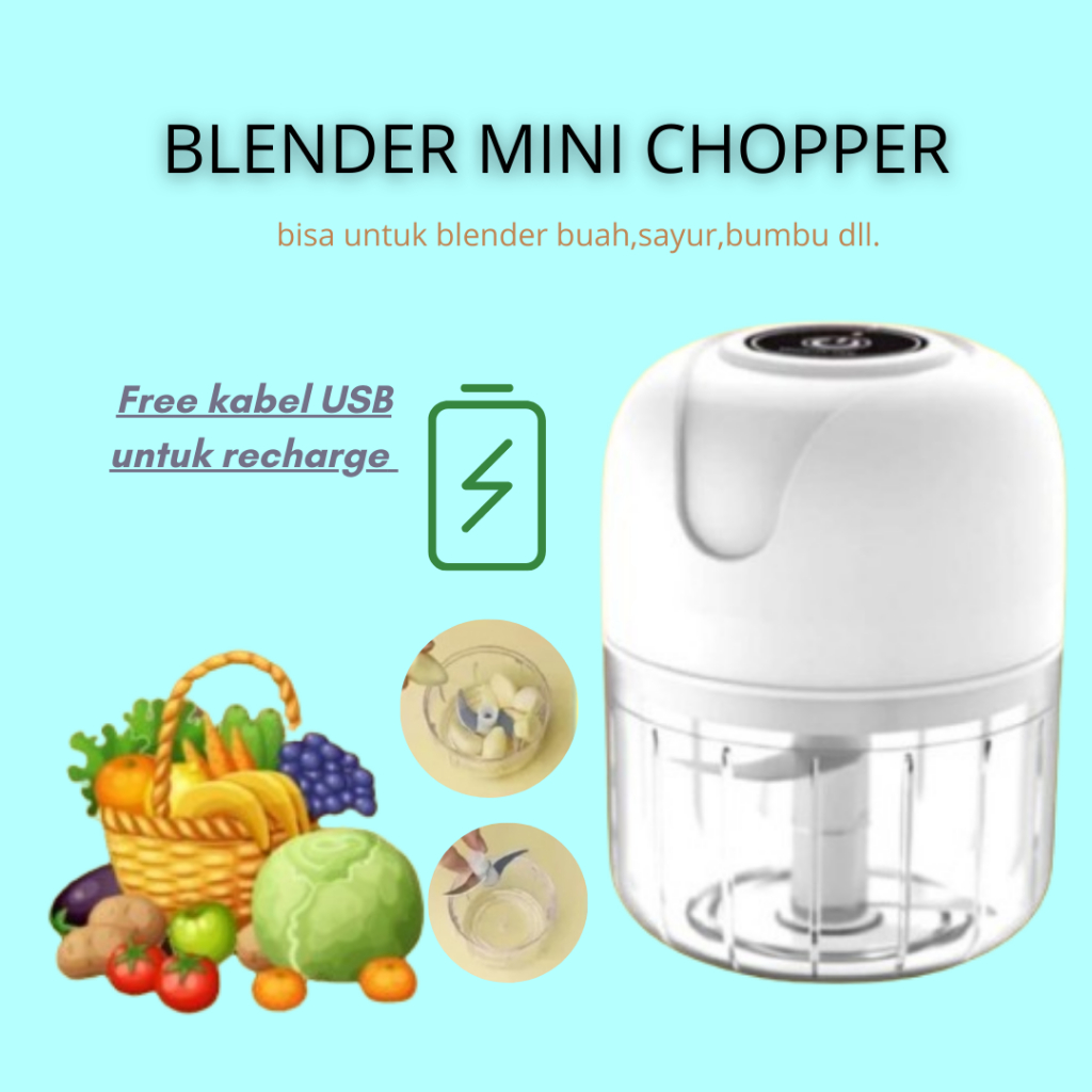 Jual 「Skylo🇲🇨」Mini Chopper Portable USB Mini Chopper Garlic Blender ...