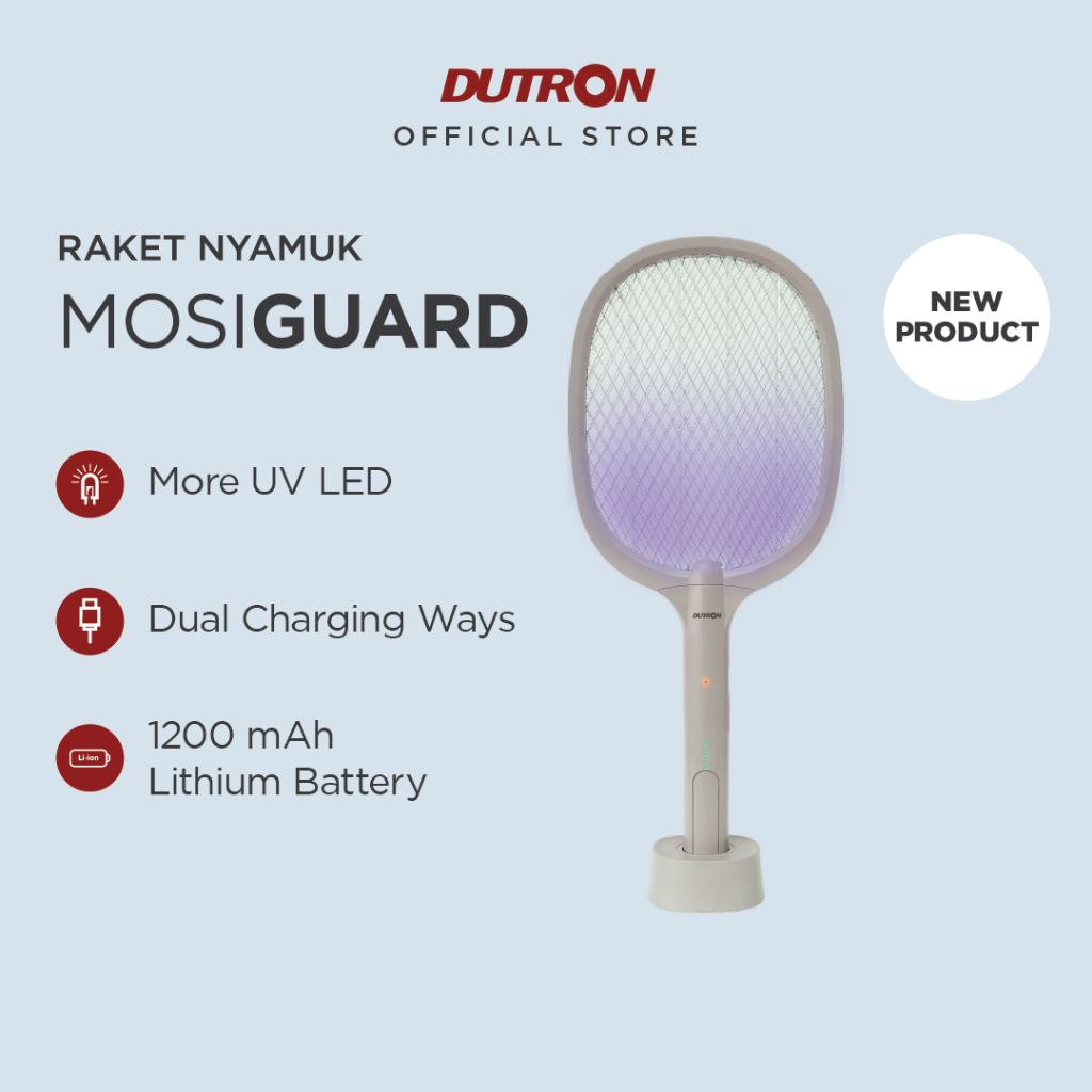 Jual DUTRON Raket Nyamuk Listrik UV Mosiguard Rechargeable 1200mAh ...