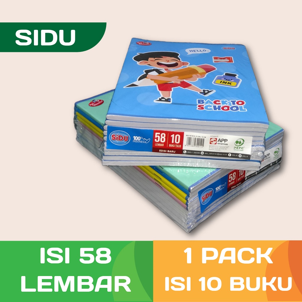 Jual BUKU TULIS SIDU ISI 58 LEMBAR 1 PACK ISI 10 BUKU | Shopee Indonesia