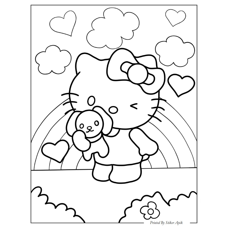 Jual Kertas Gambar Mewarnai Tema Hello Kitty Worksheet Coloring Paper ...