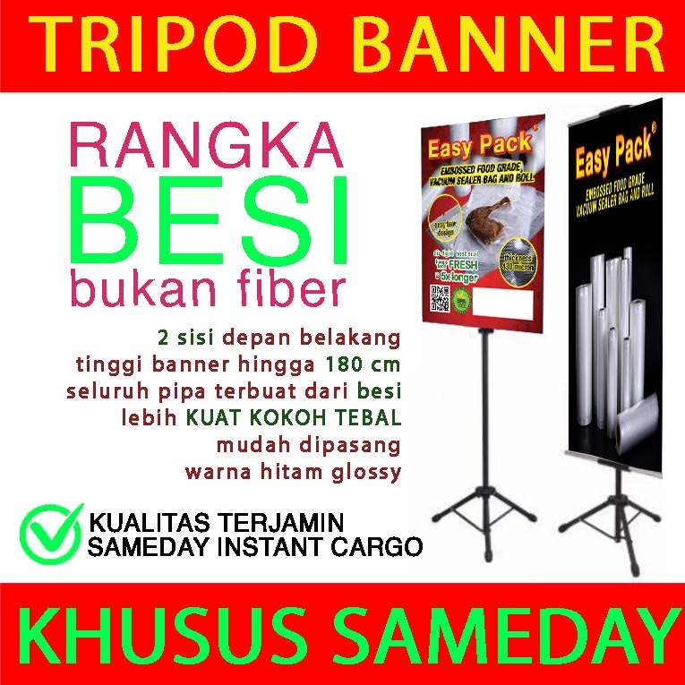 Jual KHUSUS SAMEDAY GRAB GOJEK RANGKA BESI Tripod Banner 2 Sisi ...