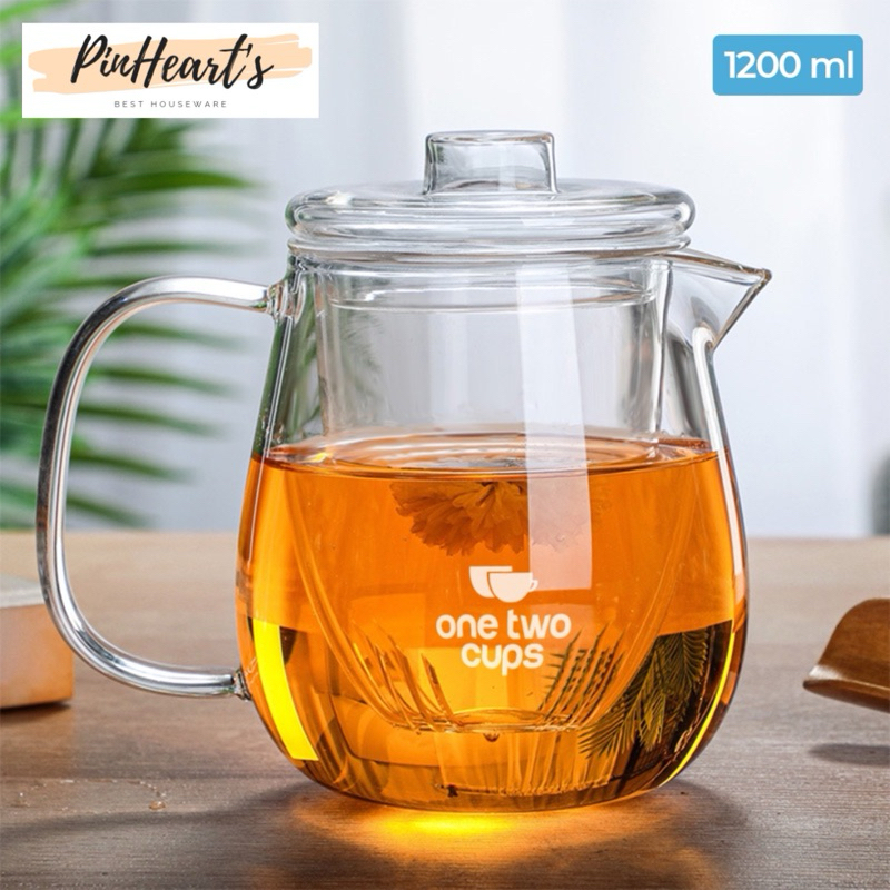 Jual TEKO PITCHER GLASS BOROSILICATE TEAPOT JAPANESE STYLE WITH TEA INFUSER 1200ML / TEKO KACA ...