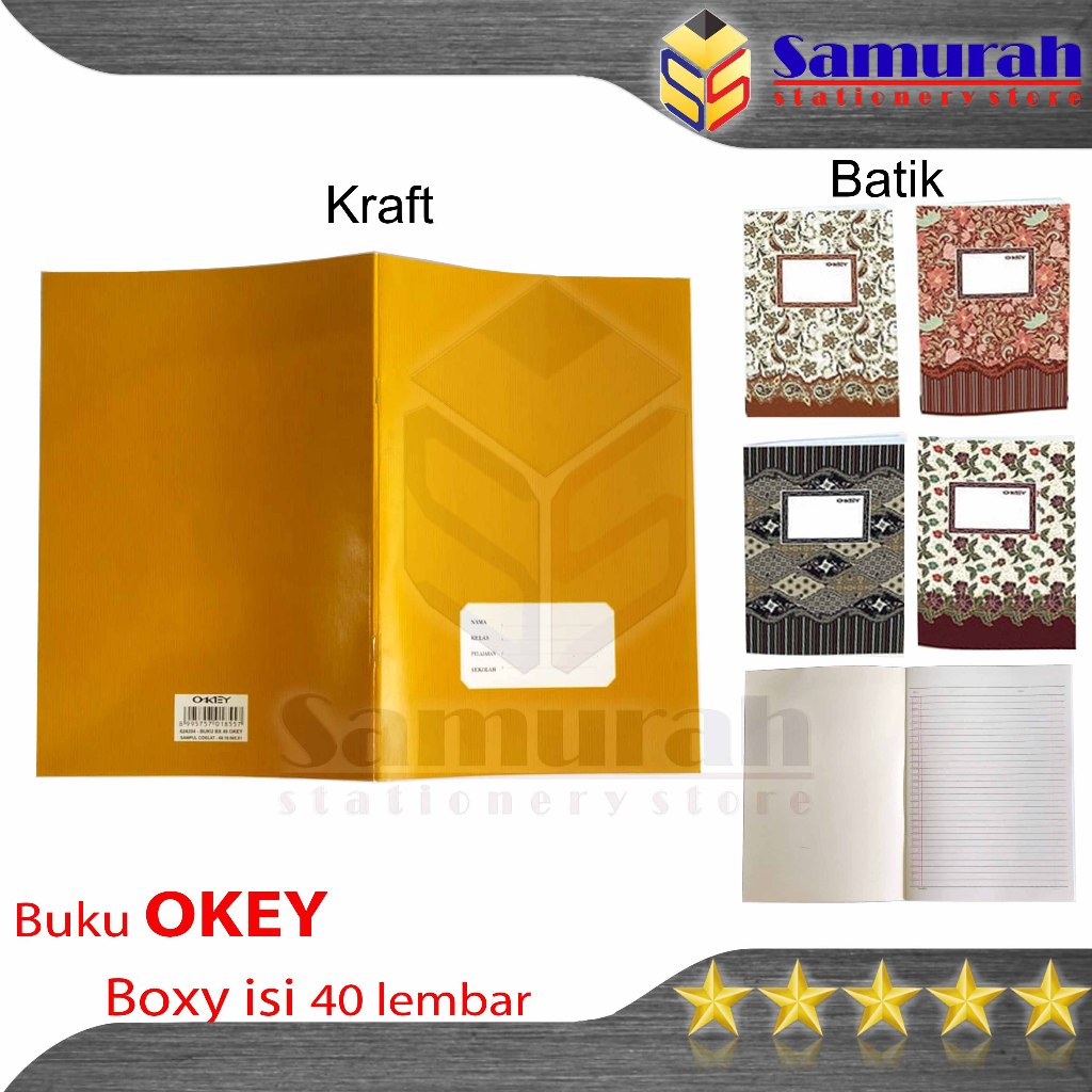 Jual Buku Tulis BOXY OKEY isi 40 Lembar Motif Kraft / Batik Produk KIKY ...