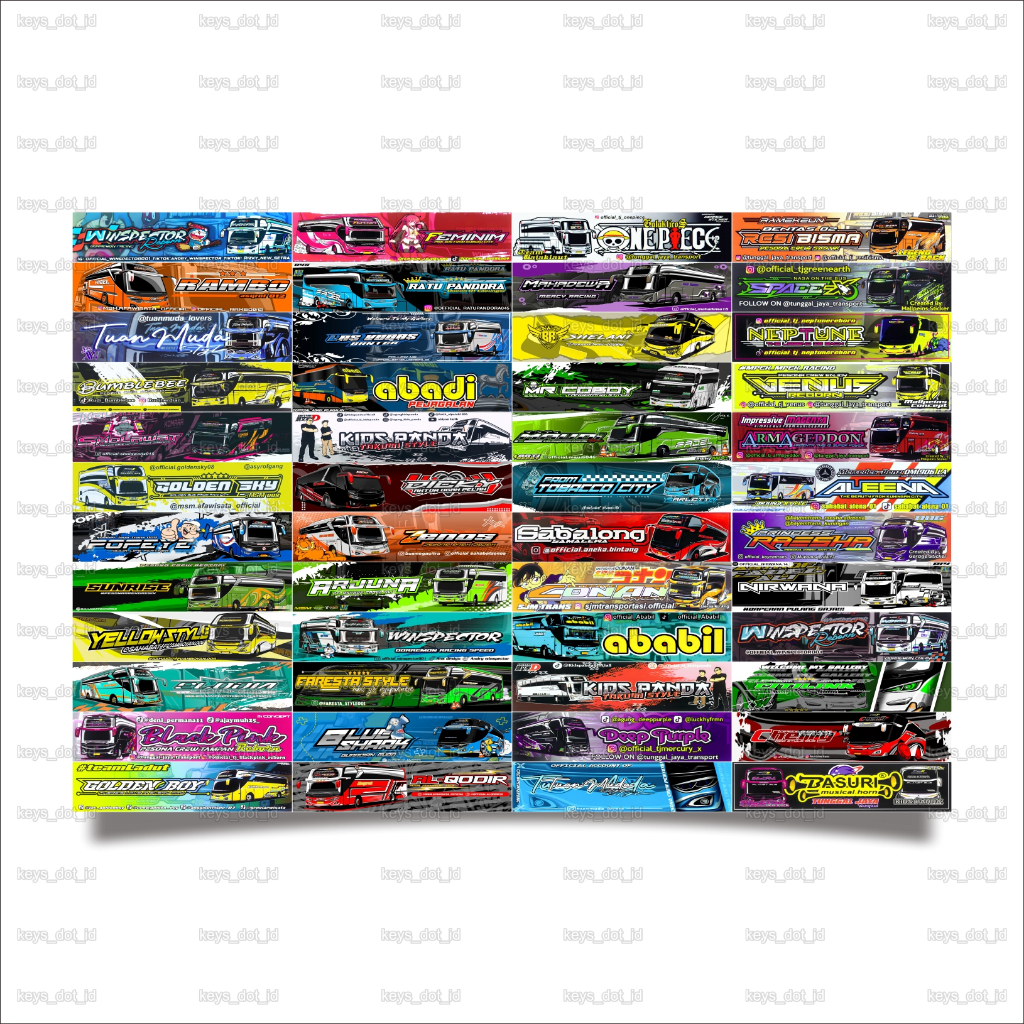 Jual Sticker Stiker Bus Telolet Basuri Panjang [Isi 45 Pcs], Stiker Bus ...