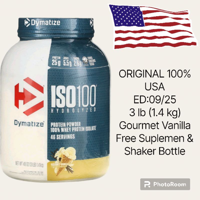 Jual Dymatize ISO100 Hydrolyzed, 100% Whey Protein Isolate, Gourmet Vanilla, 3 lb (1.4 kg) PRE ...
