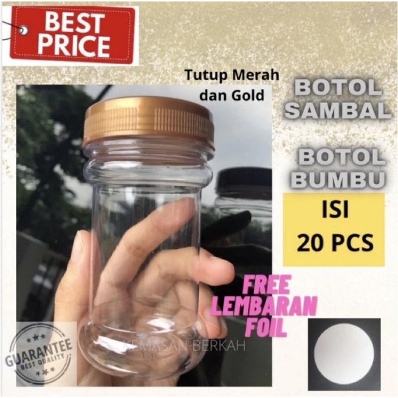 Jual BOTOL Bumbu Lada SAMBAL 150ML + FREE tutup dan LEMBARAN FOIL PAKET ...