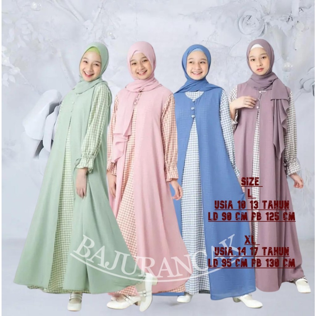 Jual Baju Gamis Anak Terbaru 2024 Permpuan Kekinian Usia 10 11 12 13 14 ...