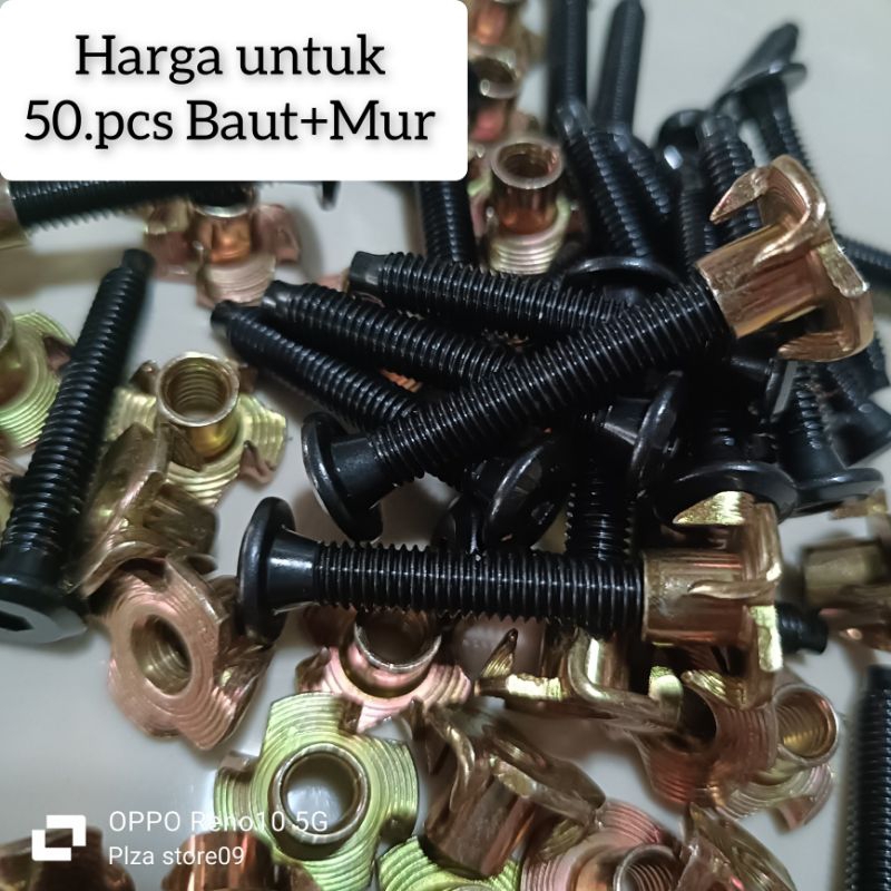 Jual 50.pcs Baut speaker Mur cakar M6 panjang 4cm bahan baja asli fulldrat/Baut mur cakar M6 4cm ...