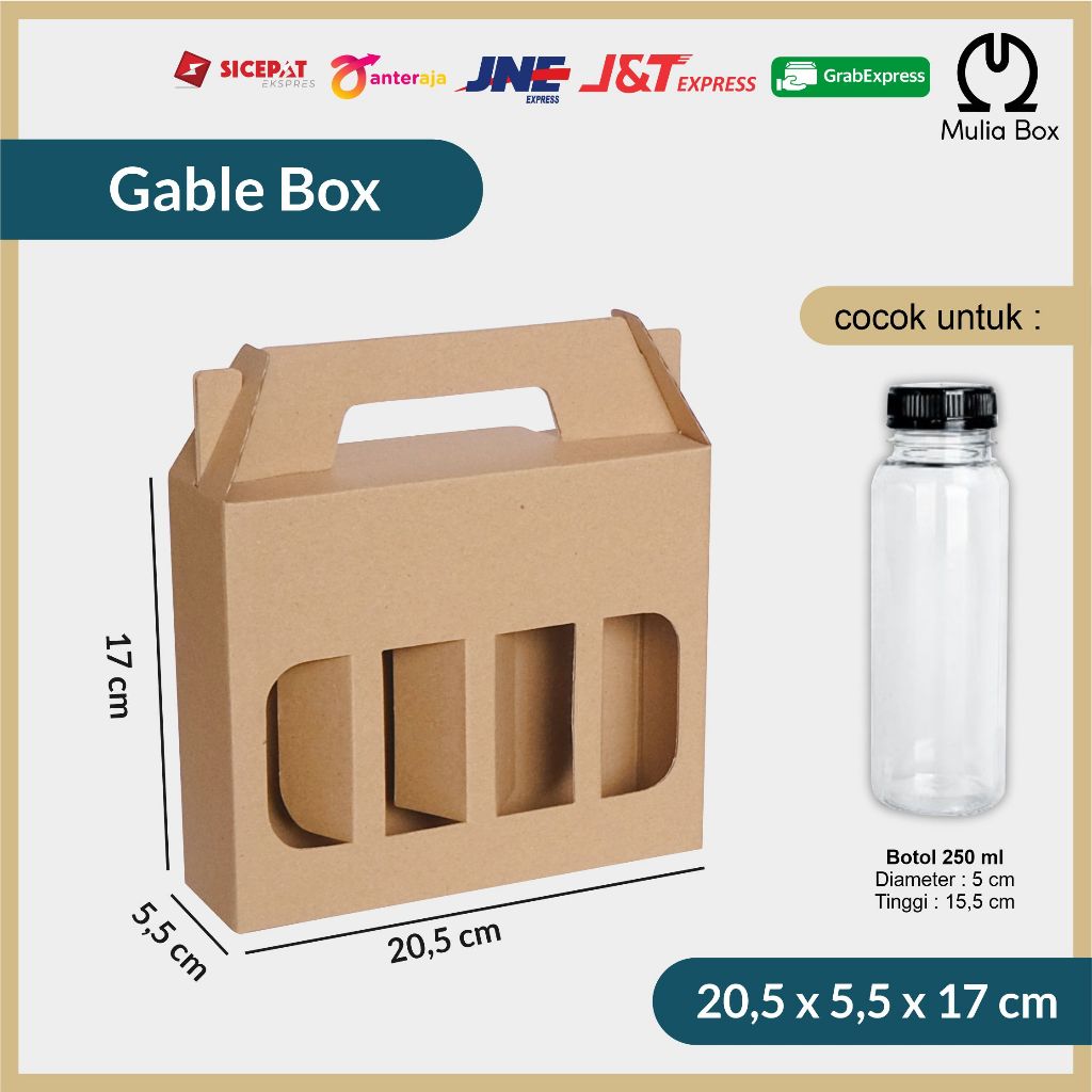 Jual Kardus Packing Jinjing / Gable Box 20,5 x 5,5 x 17 cm 4 Botol Kale ...