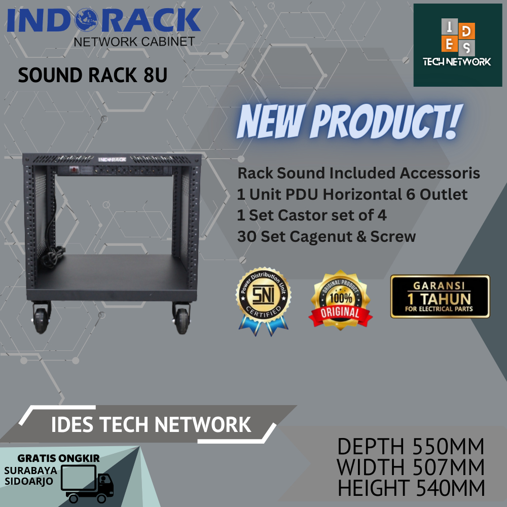 Jual Rack Server Indorack Sound Rack SR508 8U Depth 550mm | Shopee ...