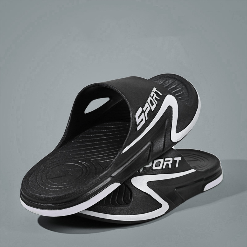 Jual Sandal Slop Pria Nyaman Anti Slip Sendal Sport Pria Hitam | Shopee ...