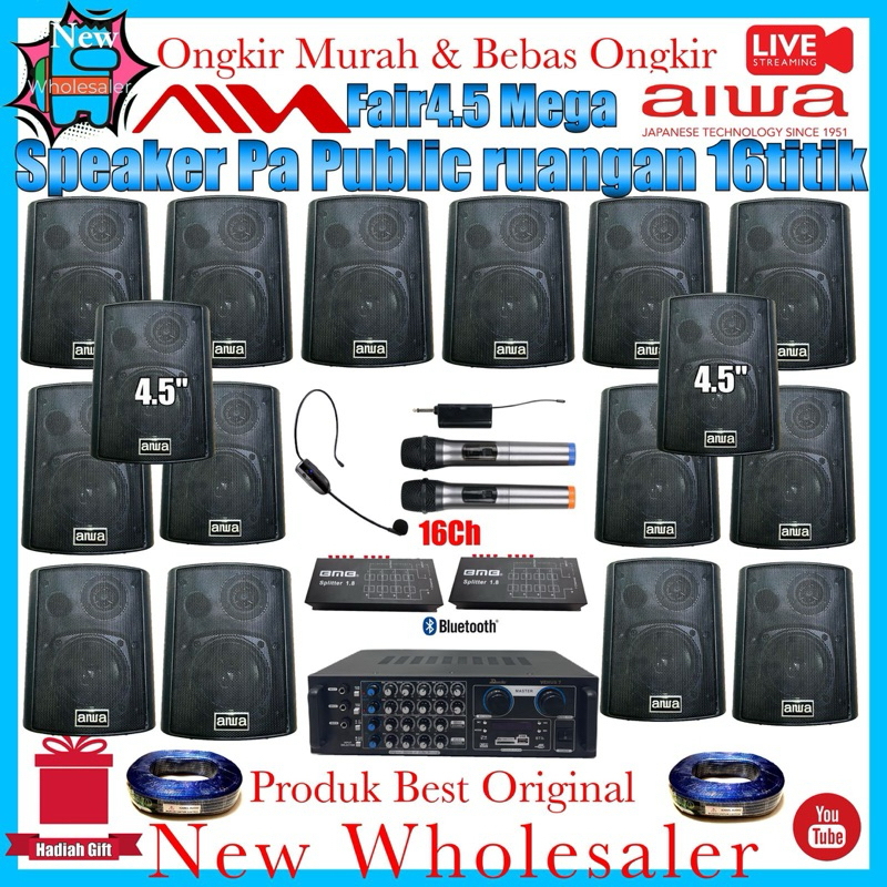 Jual Paket sound Public Ruangan Pa Aiwa Fair4.5 Mega 16 Titik Channel ...