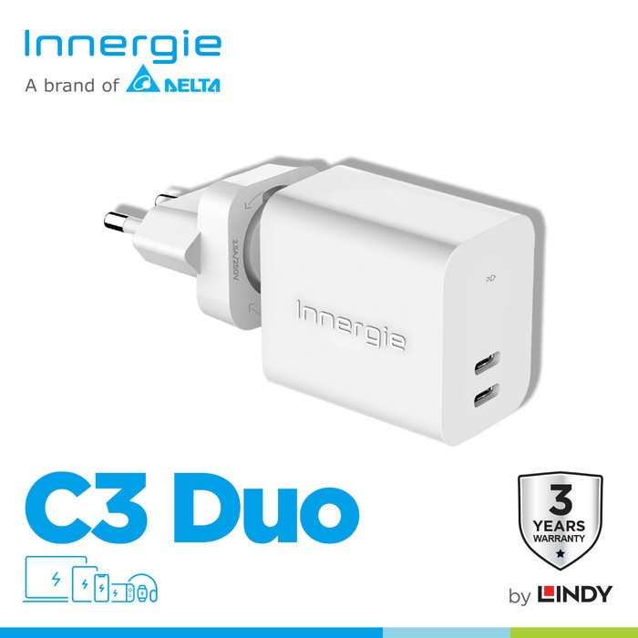 Jual INNERGIE Adaptor Charger Original 63W Type C 2 Port PD 3.0 PPS SFC ...