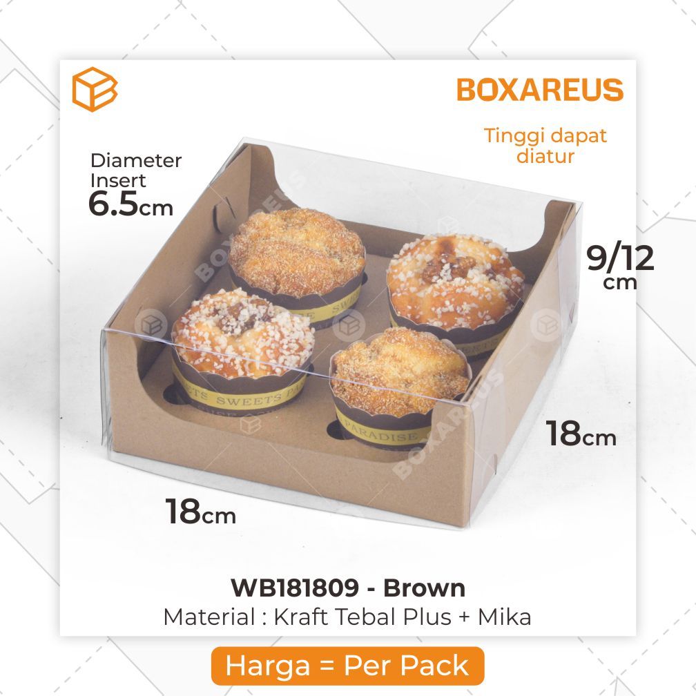 Jual Dus Cupcake Isi 4 | Box Packaging Muffin Cake | Kemasan Roti Kotak ...