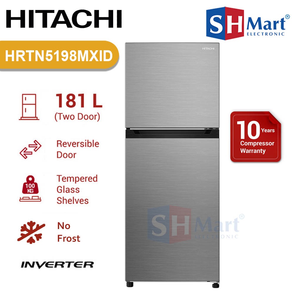 Jual KULKAS 2 PINTU HITACHI 181 LITER HRTN5198MXID INVERTER INOX GARANSI RESMI | Shopee Indonesia